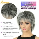 QUEENTAS Grey Wigs with Bangs Synthetic Short Wigs for Black Women ...