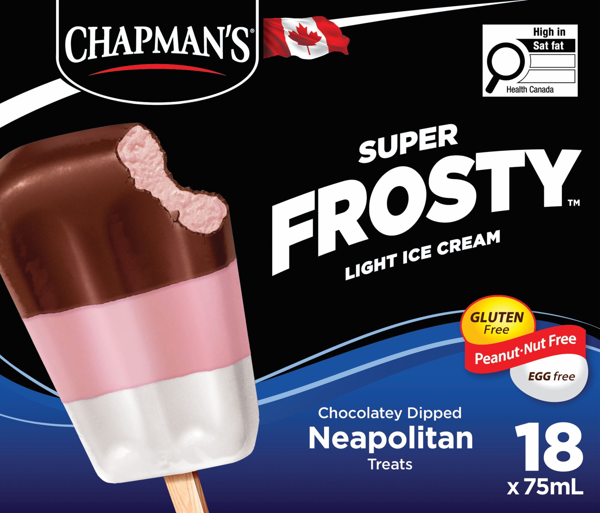 Chapman's Super Frosty Light Ice Cream Bars Neapolitan, 18x75ml, Chap ...