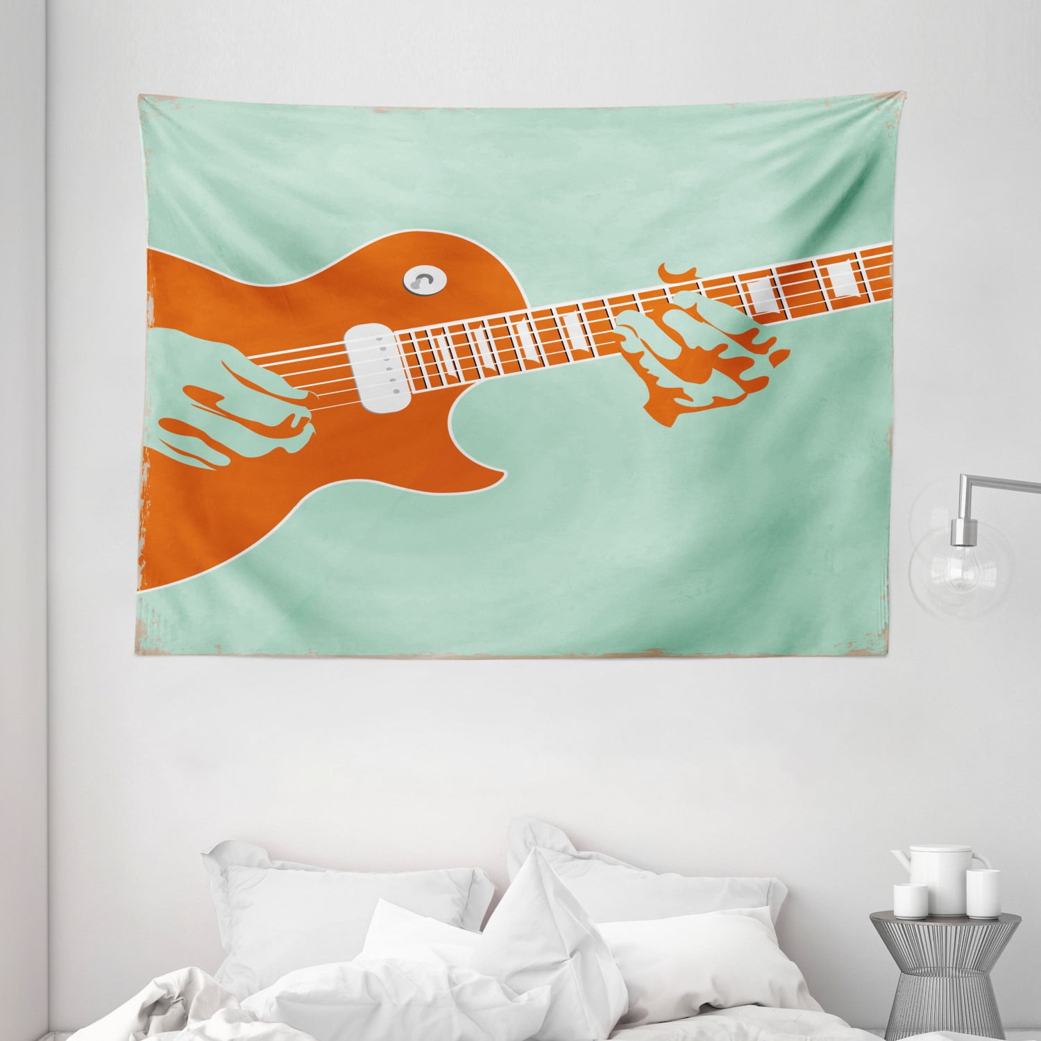 Guitar Tapestry, Creative Musician Playing Jamming Instrument Acoustic ...
