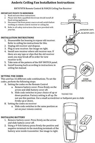 Anderic Uc7051r Replacement Ceiling Fan Receiver For Hampton Bay ...