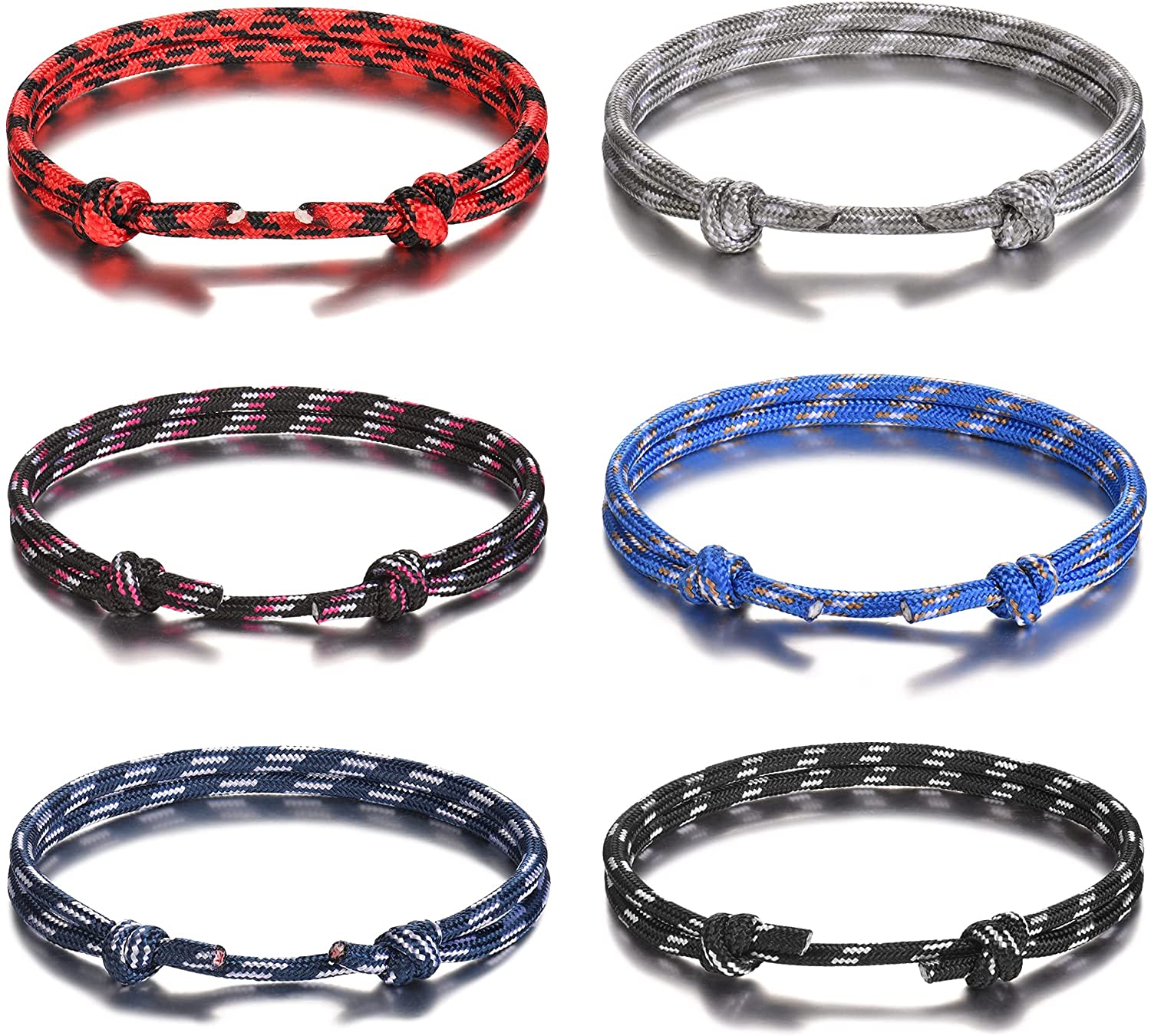 6 Pcs Nautical Braided Handmade String Adjustable Bracelets for Men ...
