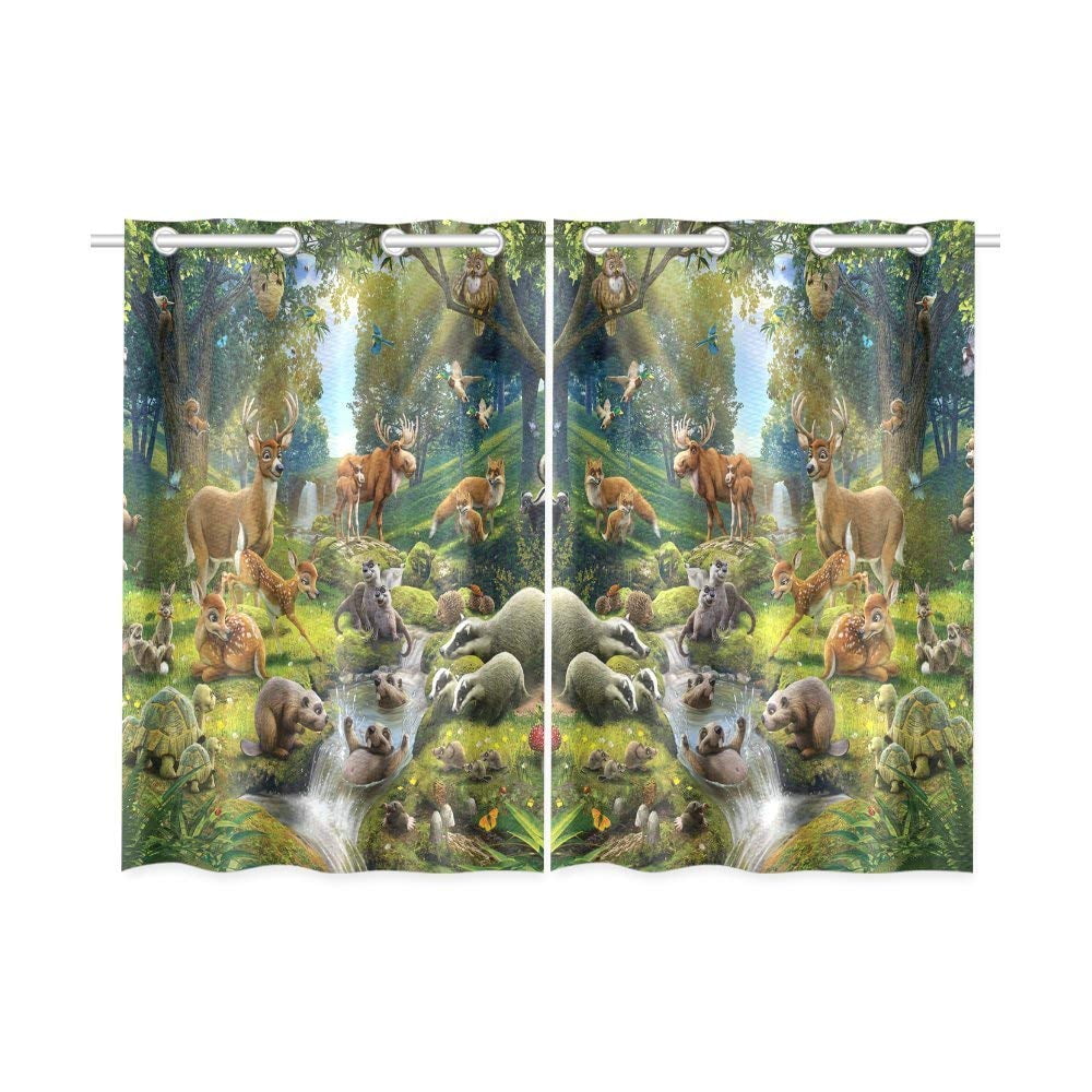 CADecor The Jungle Animals Window Curtain Window Treatments Kitchen ...