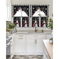 Black Plaid Christmas Kitchen Curtains Set for Windows 3 Piece Cafe ...