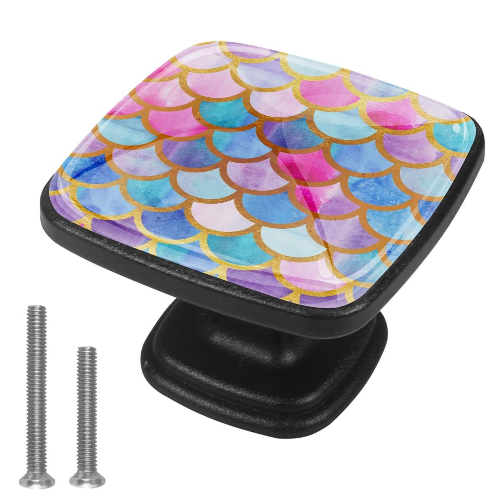4 Pcs Cabinet Handle Drawer Pulls Mermaid Scale Pink Knobs with Screws ...
