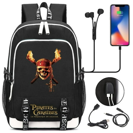 Disney Pirates Of The Caribbean Backpacks Teenager USB Charging Laptop ...