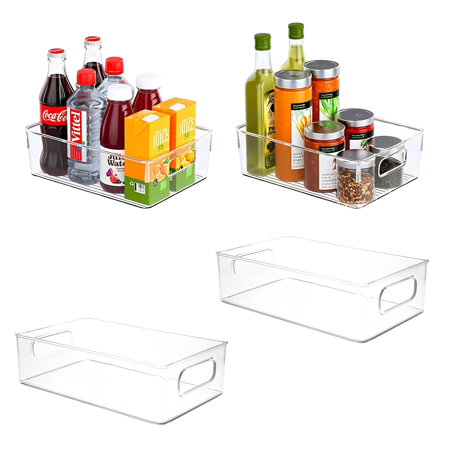 Clear Plastic Pantry Organizer Bins 4 Pcs Food Storage Bins With Handle