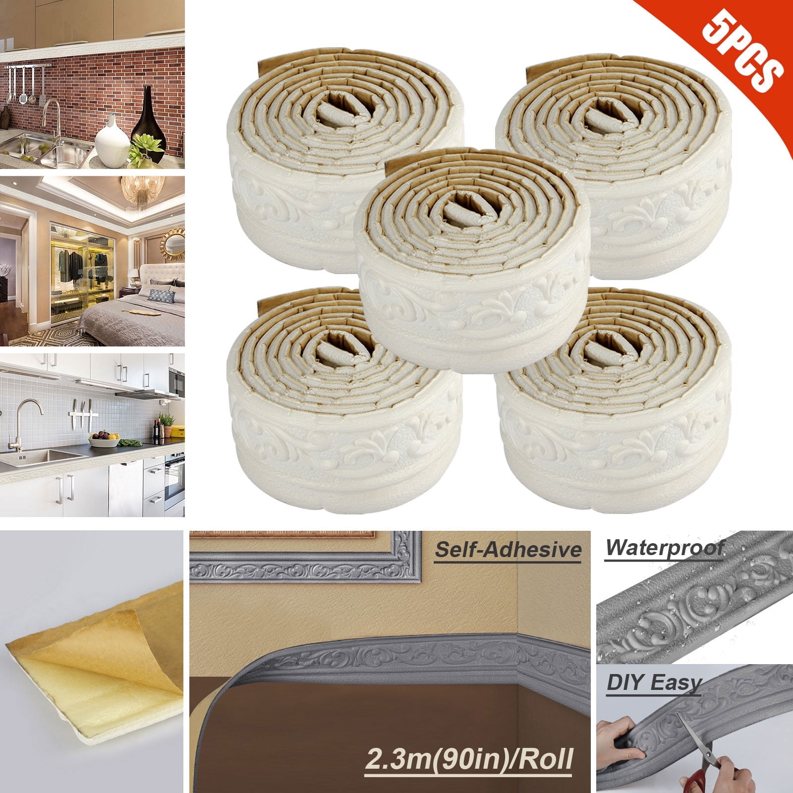 3D TSV 5-inch Foam Wallpaper Border 90-inch Foam Wallpaper Border ...