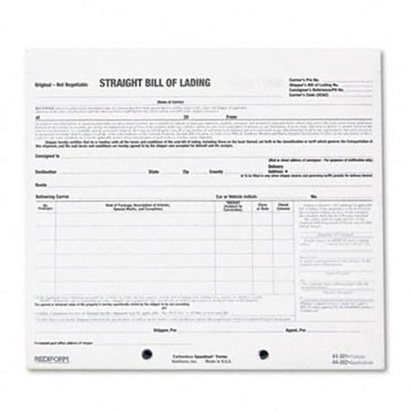 Bill Of Lading, Short Form, Three-Part Carbonless, 7 X 8.5, 1/page, 50 ...