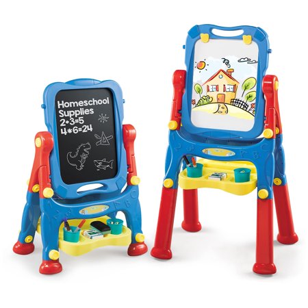 Easel for Kids, Magnetic Drawing Board with Double Blackboard ...