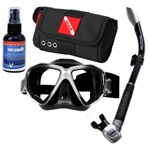 Seasoft Visionmaster Mask, Seagard Snorkel Combo (Clear / Silver ...