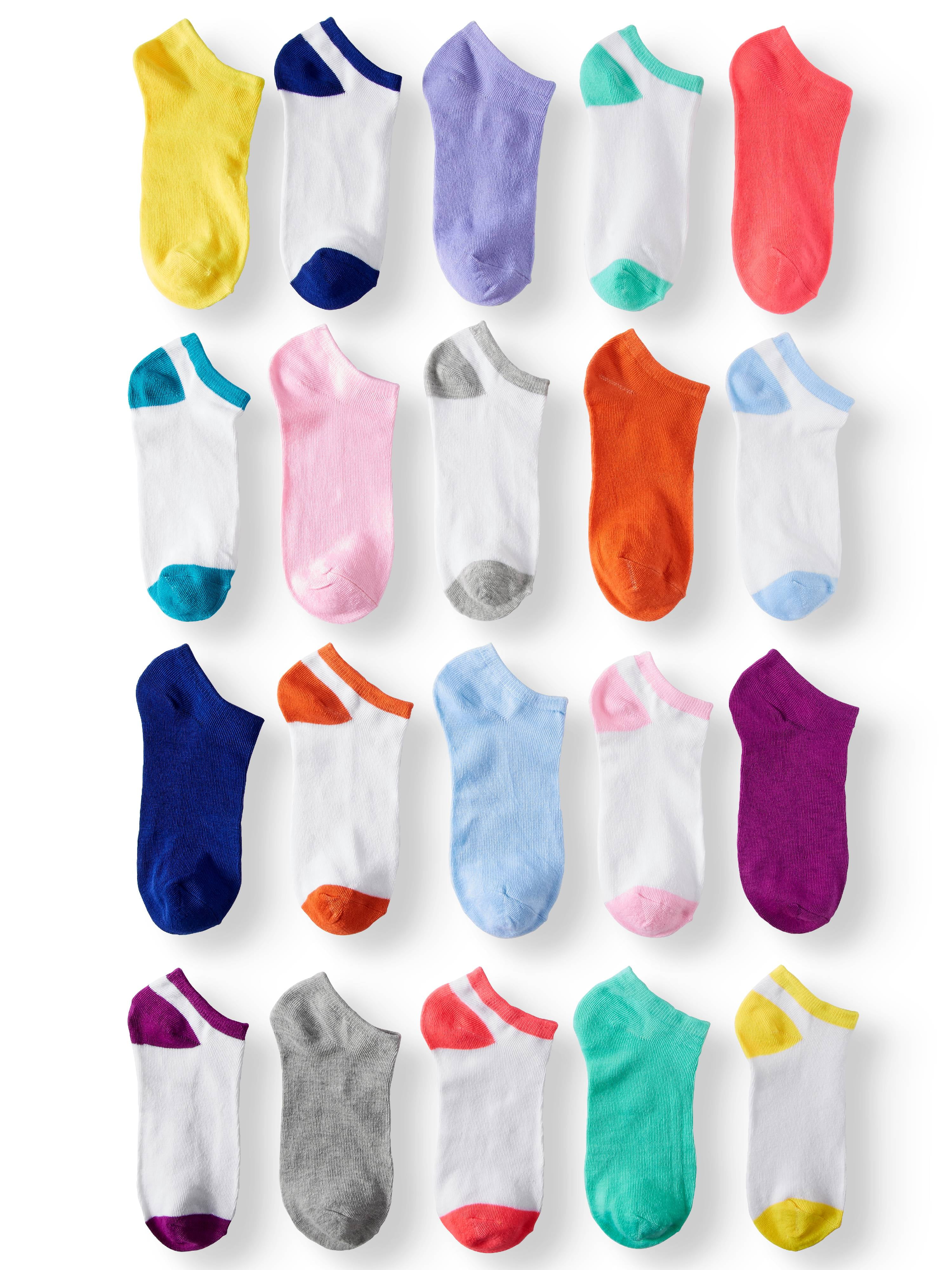 Wonder Nation Girls Socks, 20 Pack No Show Fashion, Sizes S-L – Walmart ...