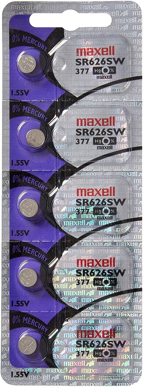 5 Maxell SR626SW 377 Silver Oxide Watch Batteries - Walmart.com