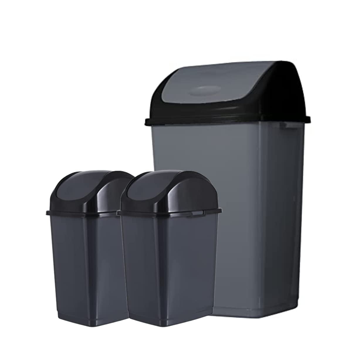 Superio Swing Top Trash Can Set - Grey (3 Pack- 4.5 Gal, 13 Gal ...