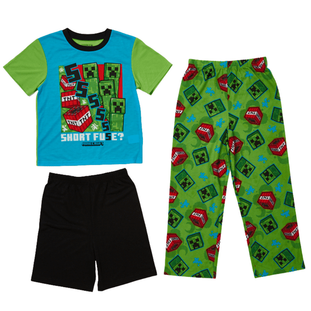 Minecraft Boys Pajamas Minecraft Creeper Pajama Set 3 Piece Size 6 to12 ...