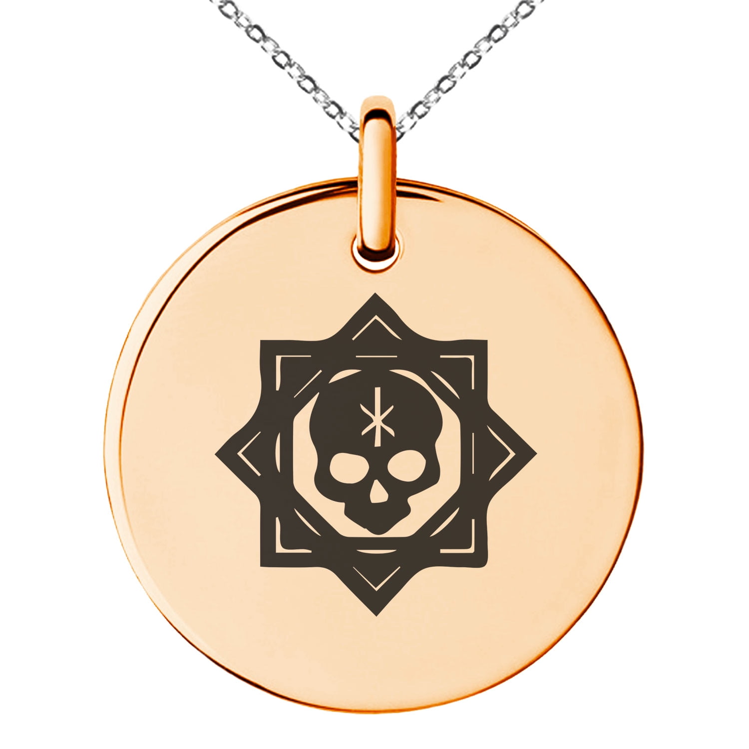 Stainless Steel Necromancy Magic Rune Engraved Small Medallion Circle ...