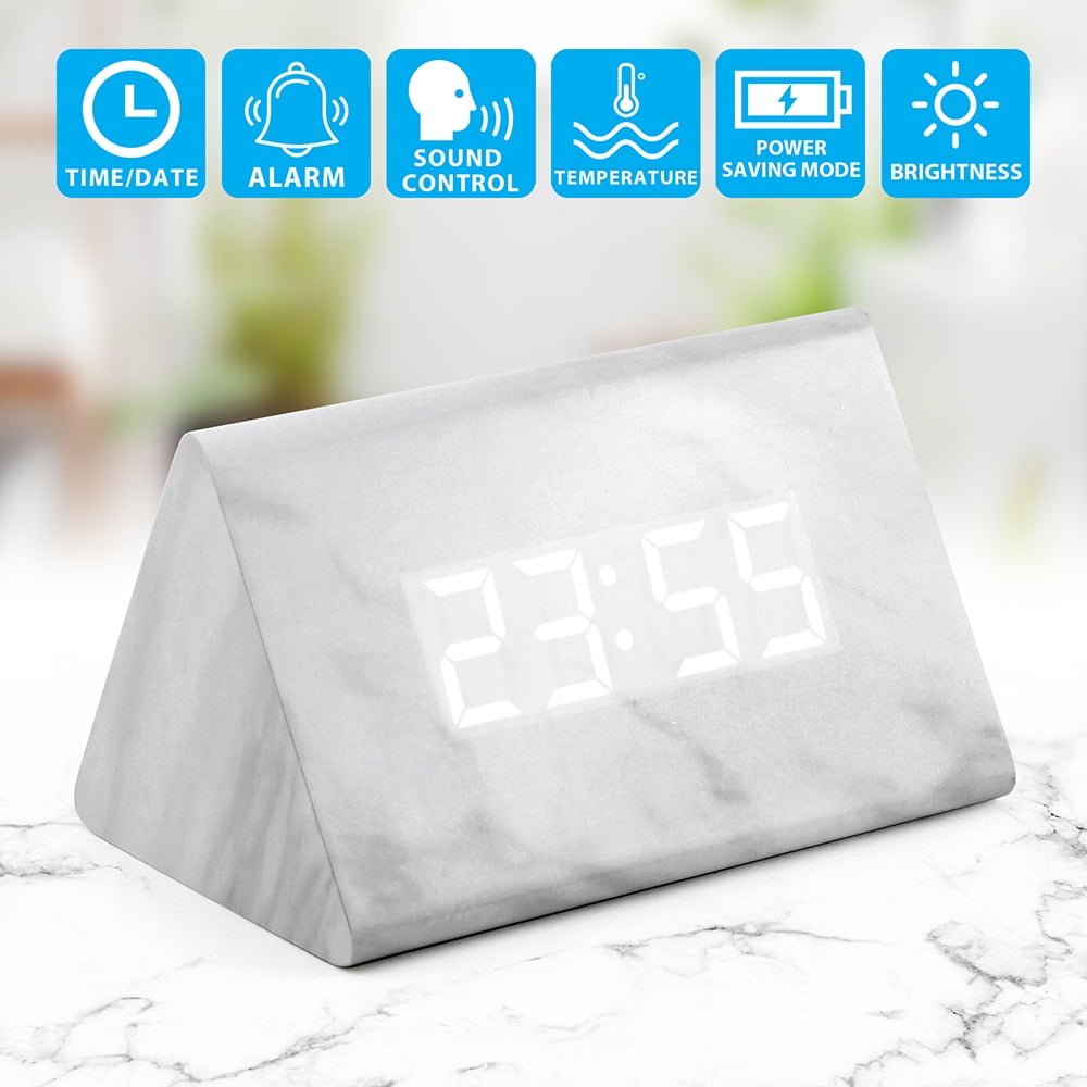 Marble Pattern Alarm Clock, Fashion Multi-function LED Desk Alarm Clock ...