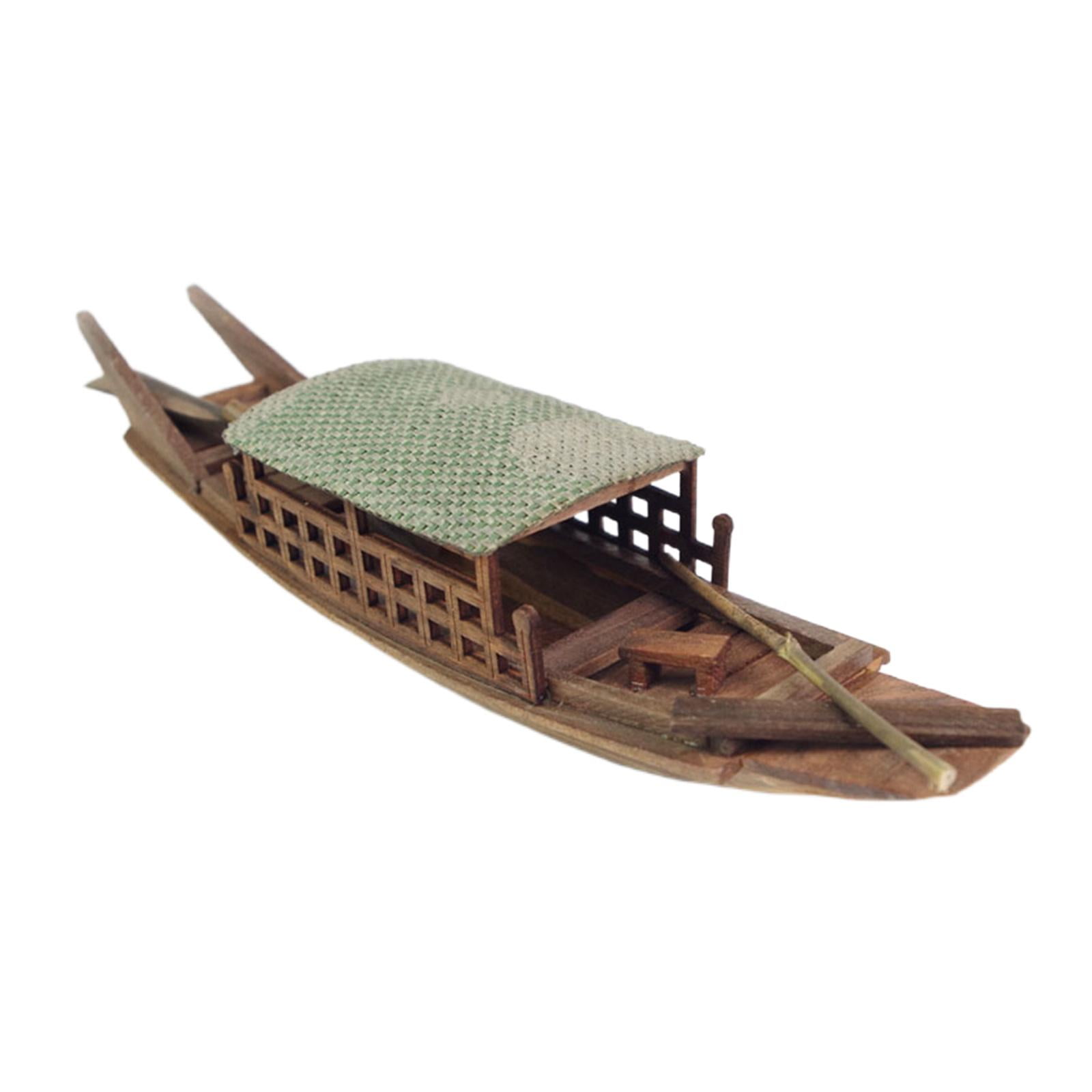 Hand Wooden Miniature Canoe Ship Mini Sailboat Model Sailing Boat for ...