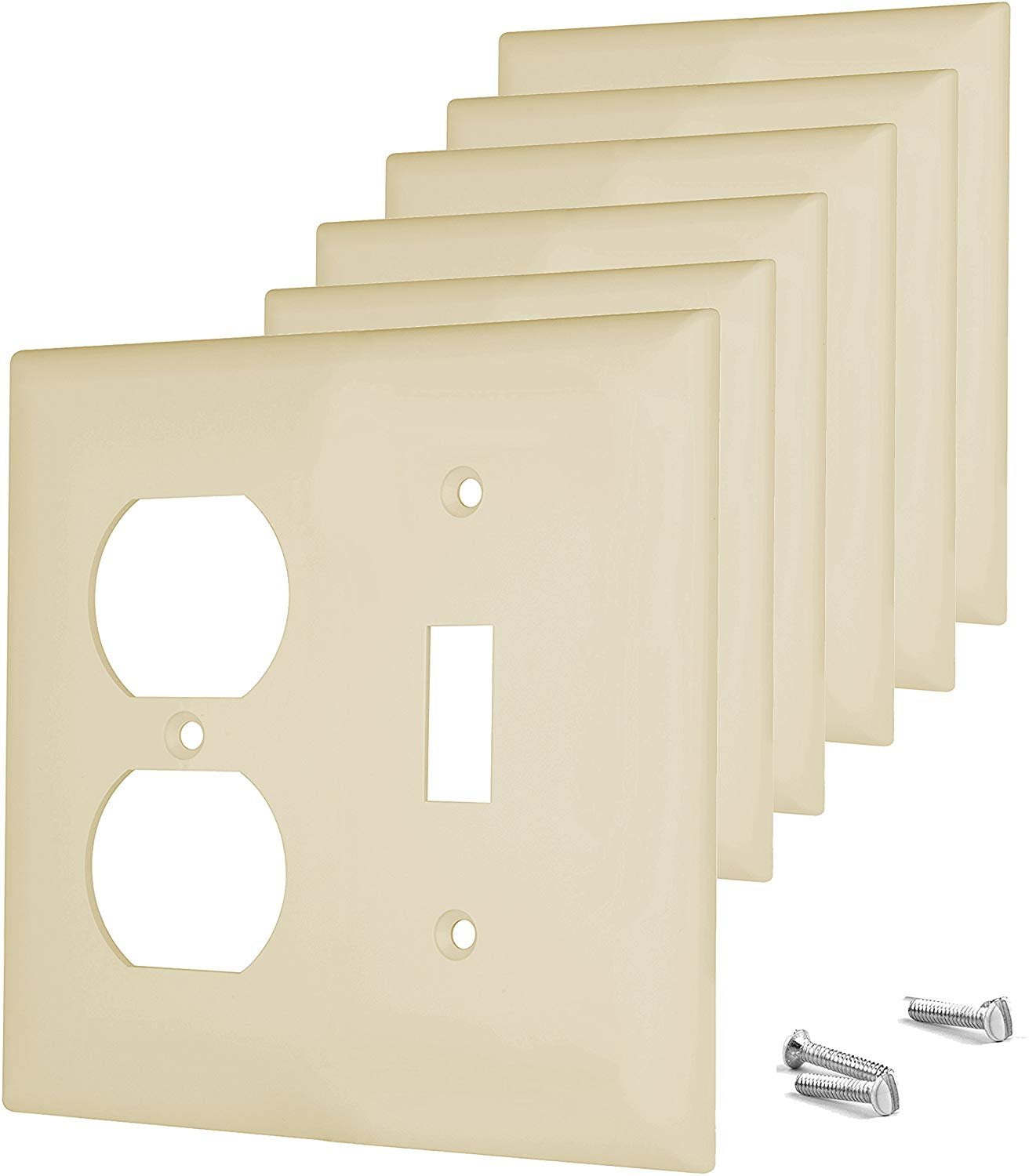 Sleeklighting 6 Pack Plastic Ivory Look Outlet Covers | Toggle/Duplex ...