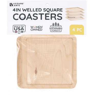 Dimensions Wood Coasters-4" Square - Walmart.com