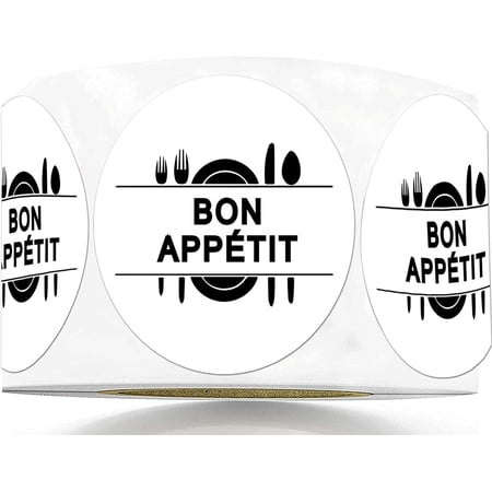 Bon Appetit Stickers Labels Party Favors 1.5 Inch - 500 Pcs Waterproof ...