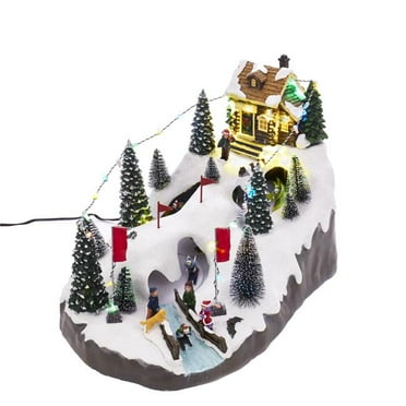Alpine Corporation Animated Winter Wonderland Set with LED Light and ...