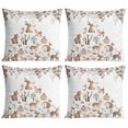 Forest Animal Pillow Covers Set of 4, Brown Deer Bear Hedgehog Bird ...