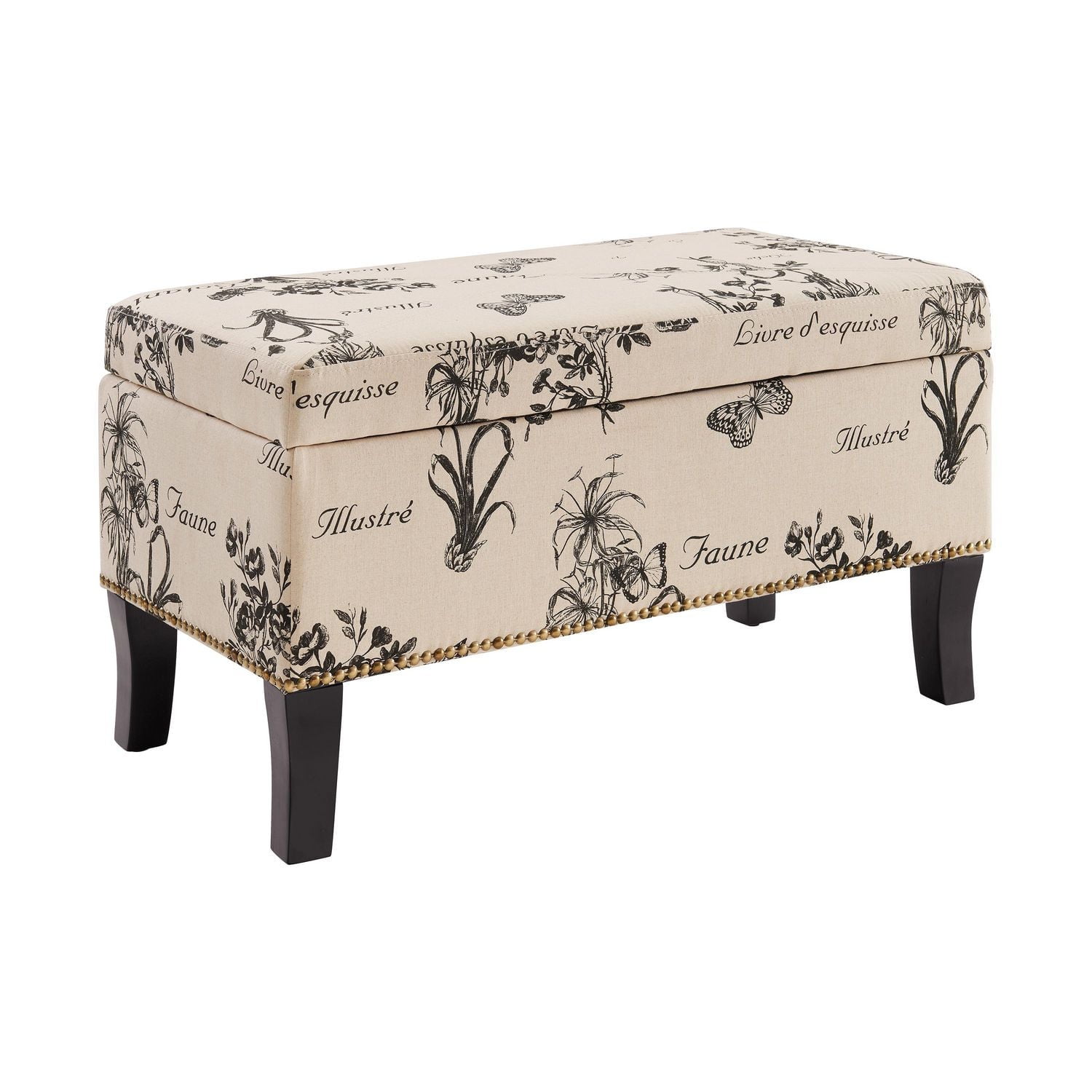 Click here for Linon Sydney Botanical Storage Ottoman prices