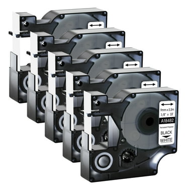 GREENCYCLE 5PK Industrial Flexible Nylon Label Tape Compatible for Dymo 18489 Black on White ...