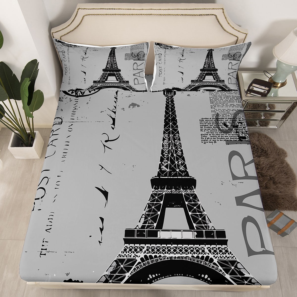 Click here for Erosebridal Romantic Eiffel Tower Fitted Sheet Twi... prices