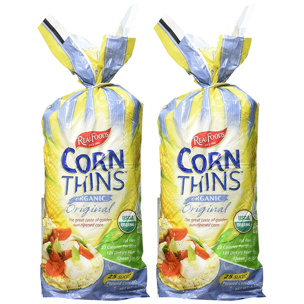 Real Foods Original Organic Corn Thins, 5.3 oz, 2 pk - Walmart.com ...