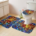 Abstract Bathroom Rugs Set Stained Glass Texture Non Slip Absorbent ...