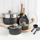 MICHELANGELO Kitchen Cookware Sets 12 Piece Frying Pan and Pots Granite ...