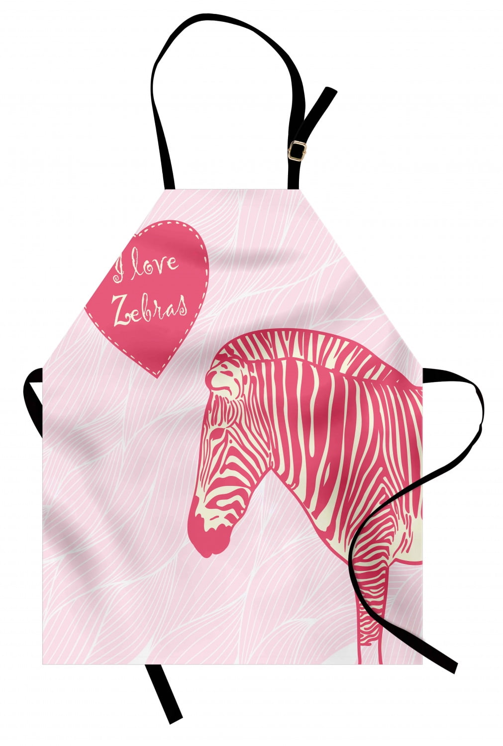 Pink Zebra Apron I Love Zebras in Heart Romantic Wilderness Nature ...