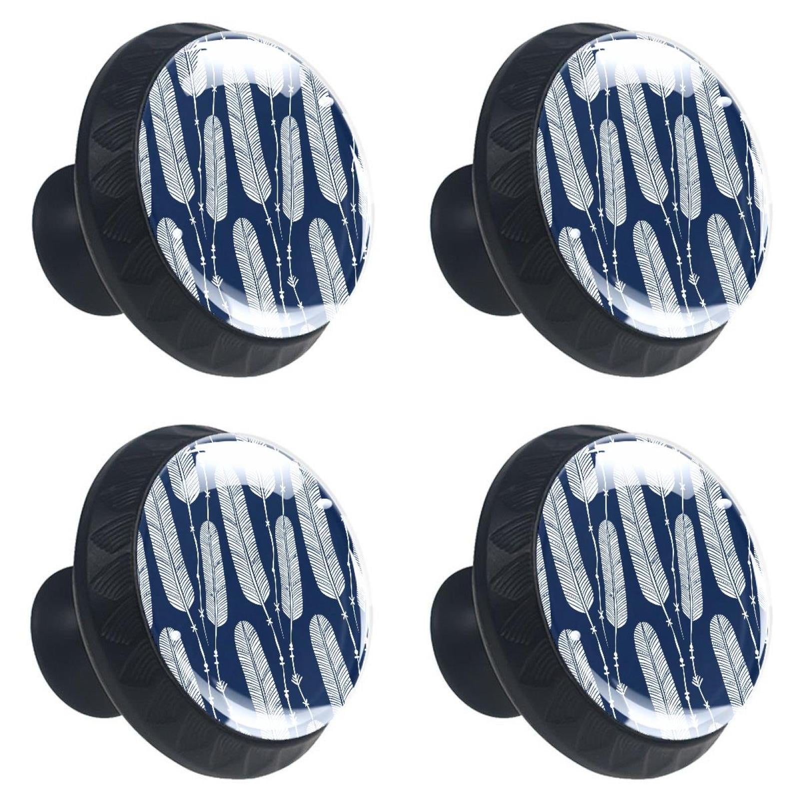 4 Pcs Navy Blue Leaf Boho Knobs for Kitchen Cabinet Cupboard Dresser ...