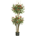 Nearly Natural Mini Rose Topiary Silk Tree - Walmart.com