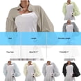 ATOYSOY Womens Stand Collar Puff Sleeve Cropped Wrap Open Front Light ...