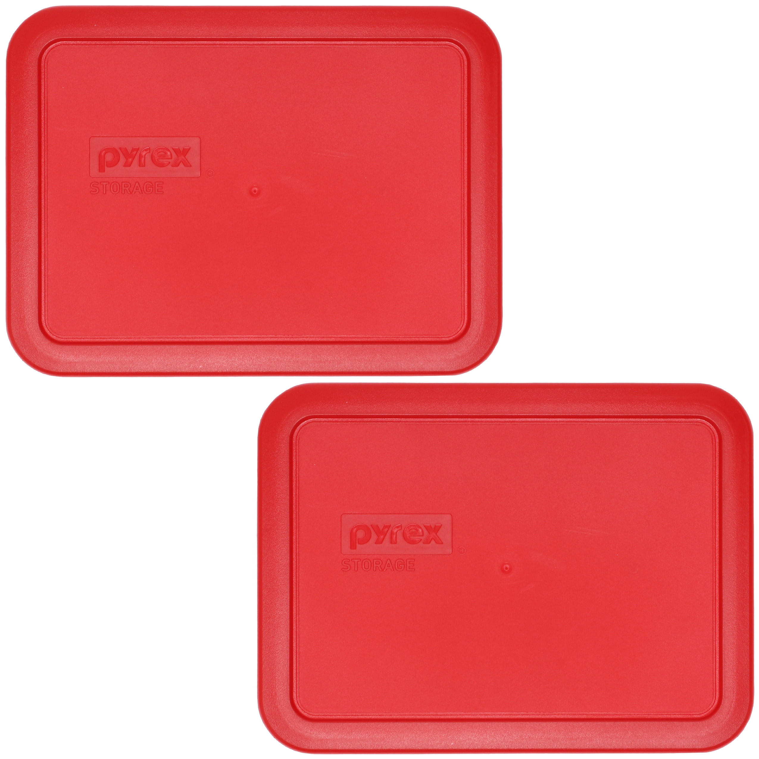 Pyrex 7210-PC Poppy Red Food Storage Rectangle Replacement Lid Cover (2 ...