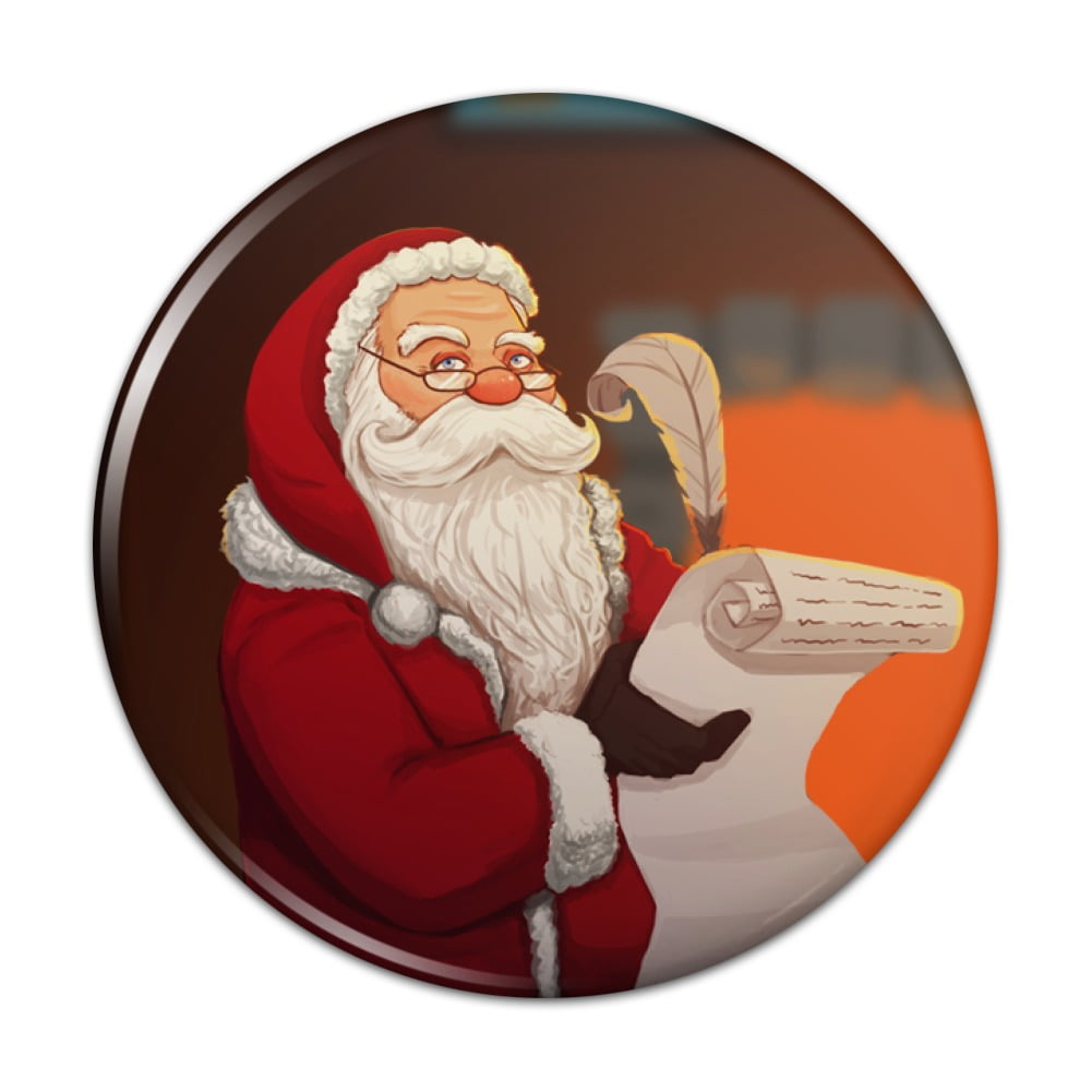 Santa Claus Christmas List Pinback Button Pin - Walmart.com