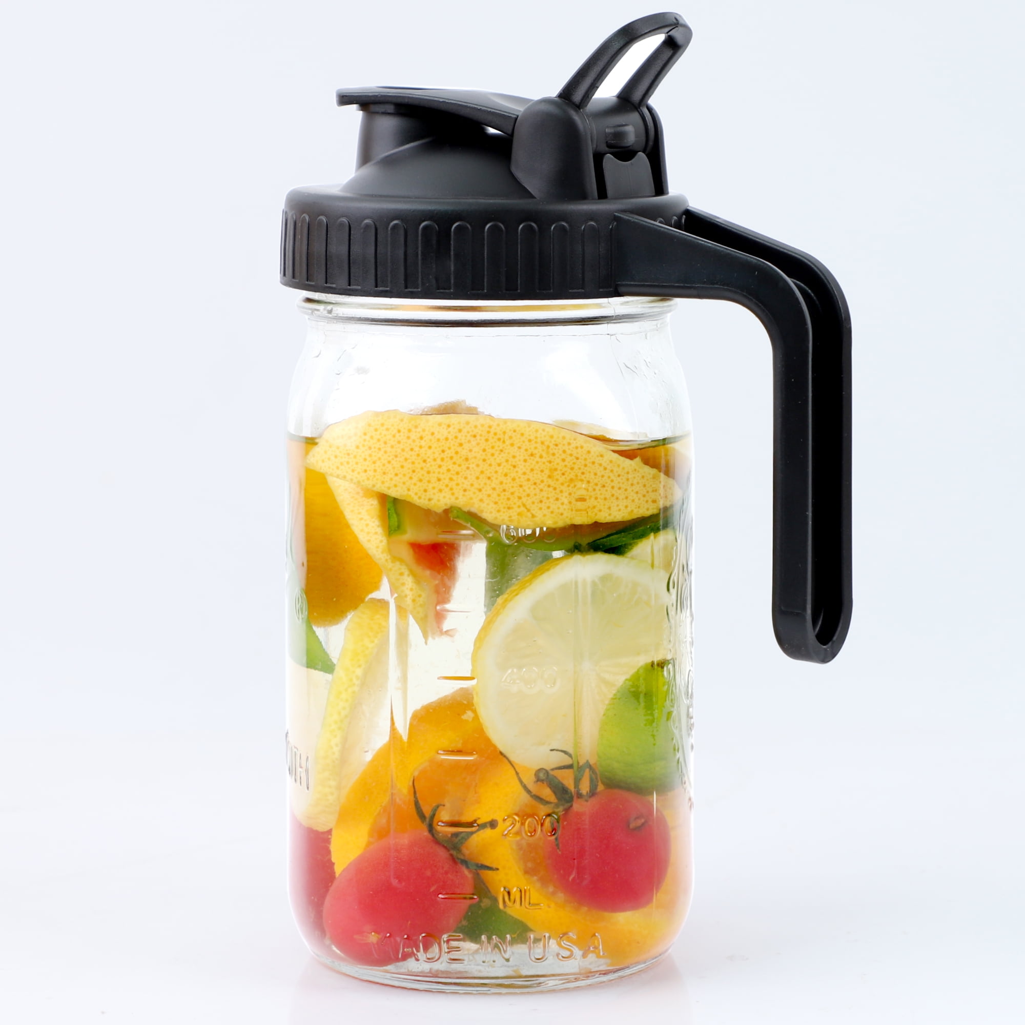 Wide Mouth Mason Jar Pitcher 32 OZ With Pour Spout And Handle Airtight ...