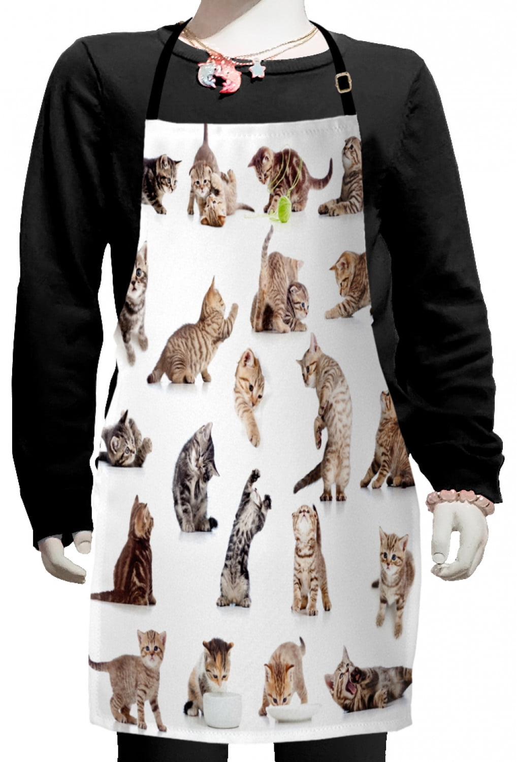 Cat Kids Apron, Illustration of Funny Playful Cats on Plain Background ...
