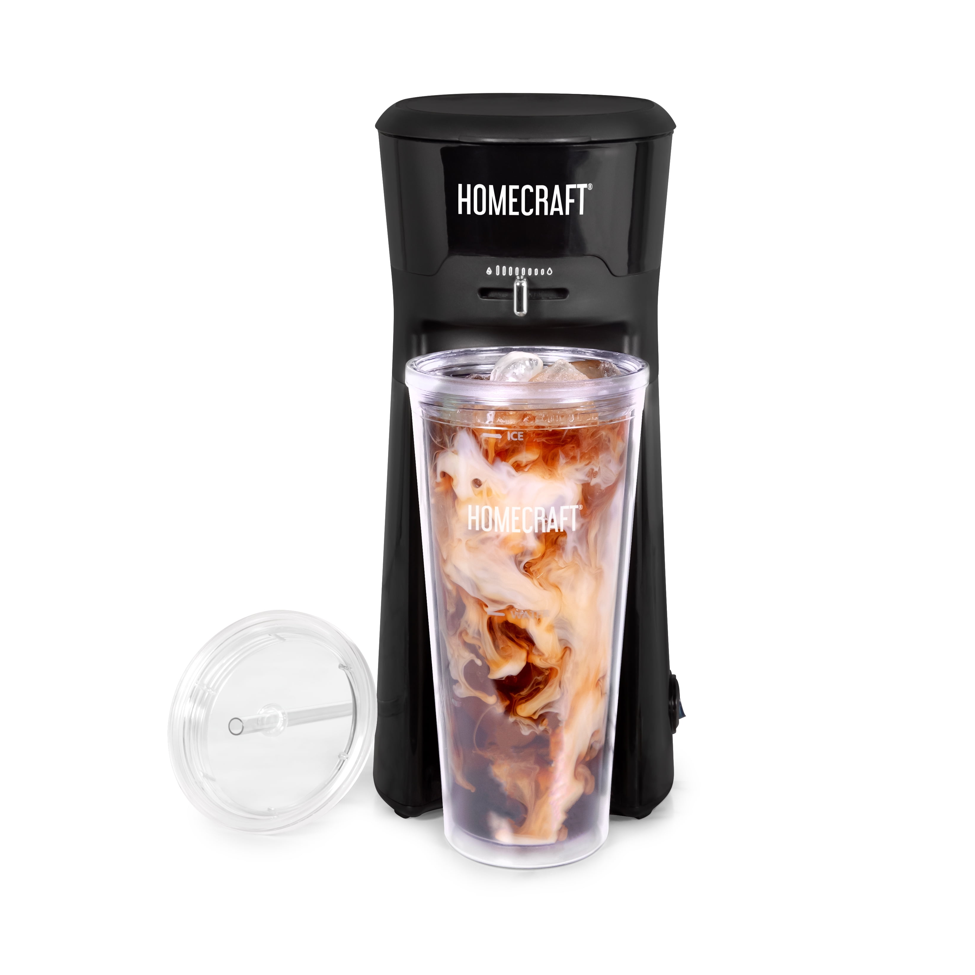 Homecraft HCIC20TMBLBK Iced Coffee Maker with Insulated Tumbler & Straw ...