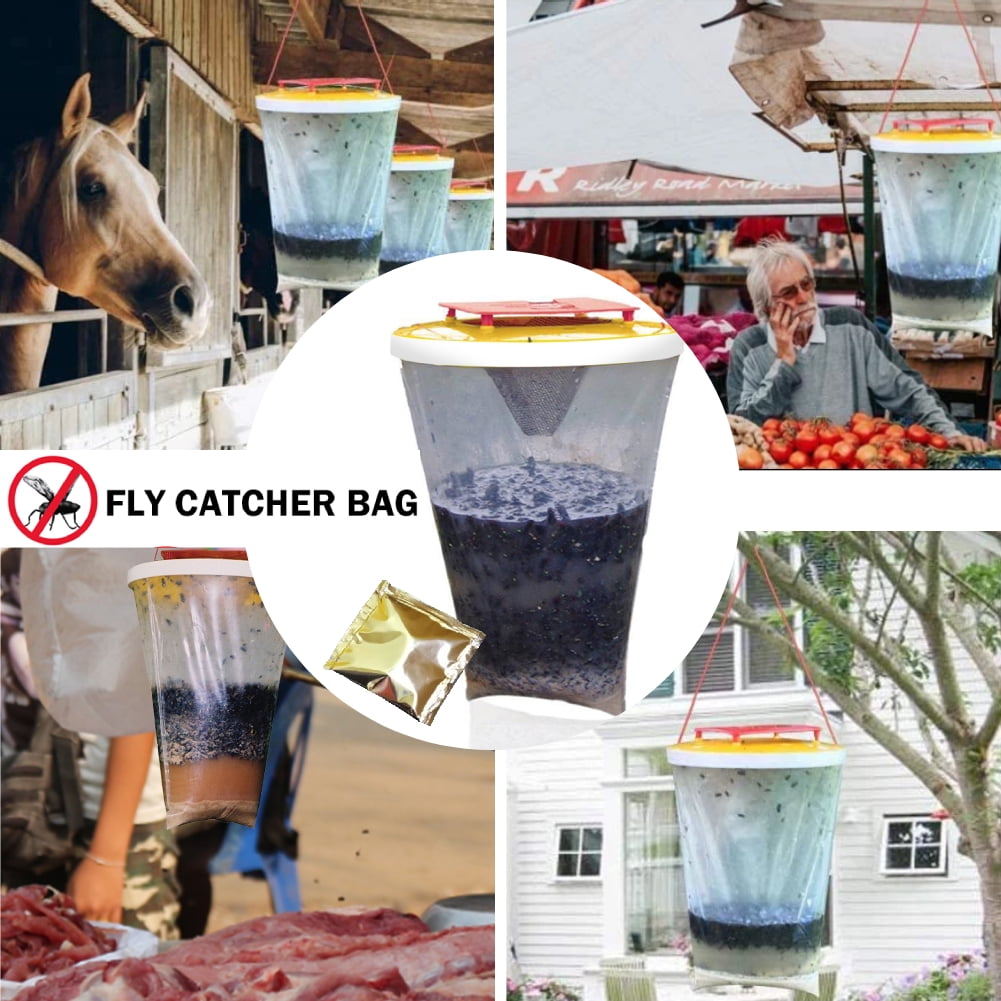 Yucurem Flies Catcher Bag with Flies Flytrap Bait Pack Pest Control ...