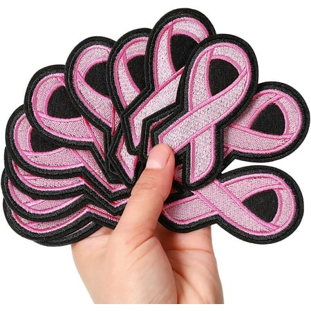 24 Pieces Pink Ribbon Breast Cancer Awareness Iron on Sew on ...