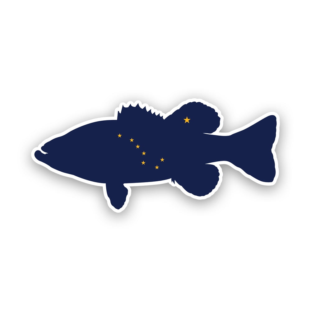 Alaska Bass Flag Sticker Decal - Self Adhesive Vinyl - Weatherproof ...