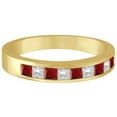 Princess-Cut Channel-Set Diamond and Ruby Ring Band 14k Yellow Gold ...