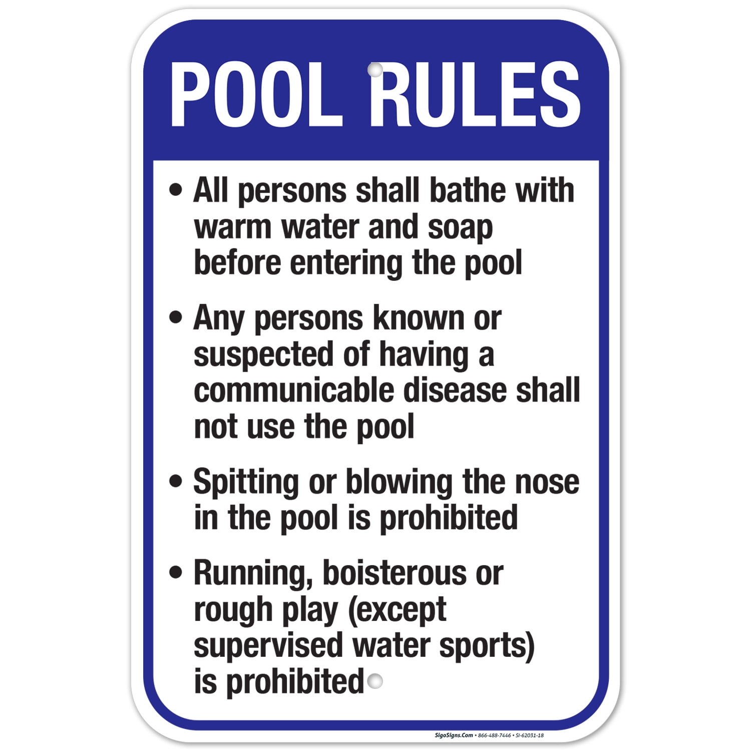 Connecticut Pool Rules Sign, Complies With State Of Connecticut Pool ...