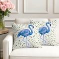 Blue Flamingo Pillow Covers Set of 2, Art Green Polka Dots Animals ...