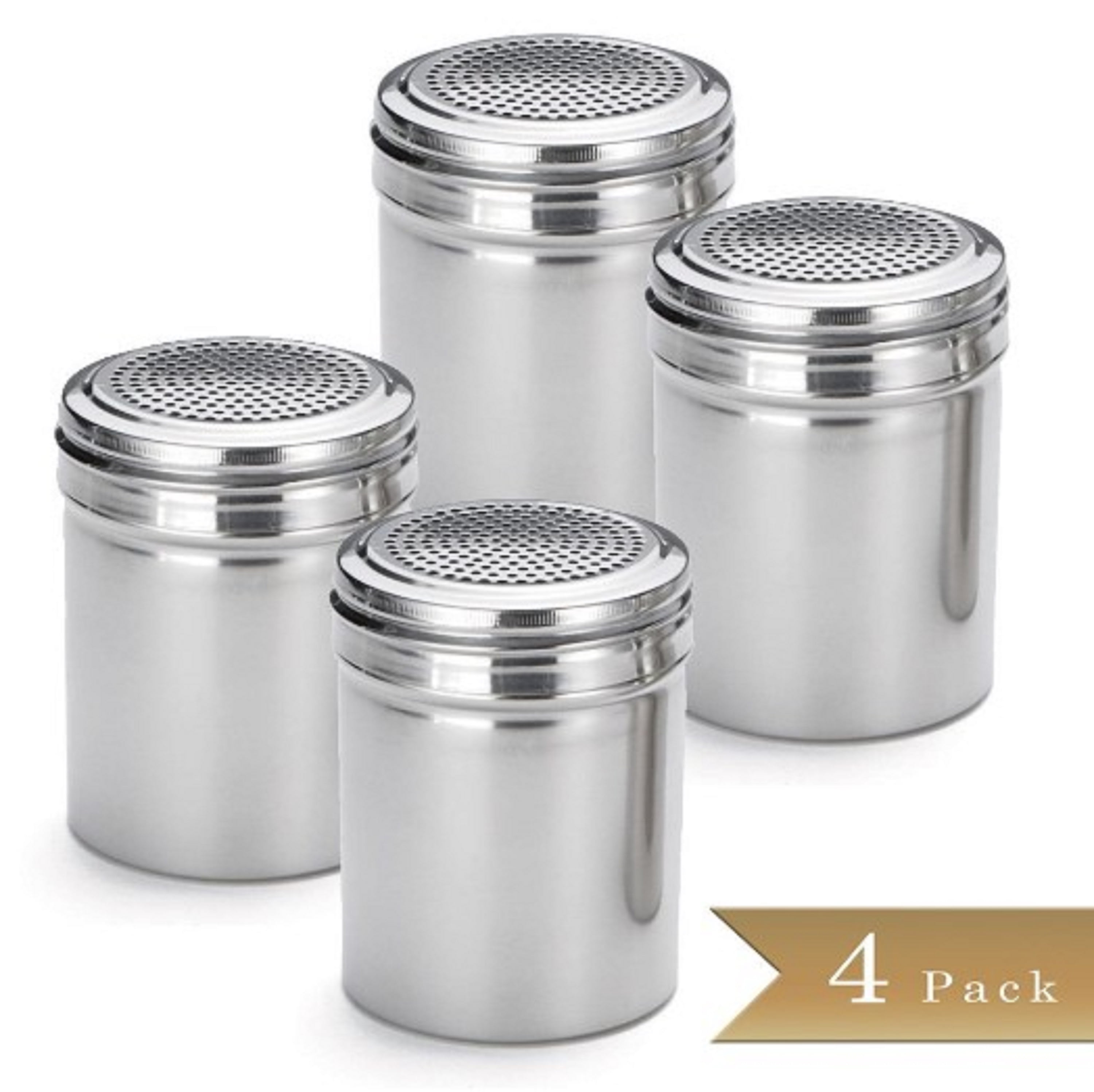 TrueCraftware Set of 4 - Stainless Steel Dredge Shakers - 10 Ounce ...