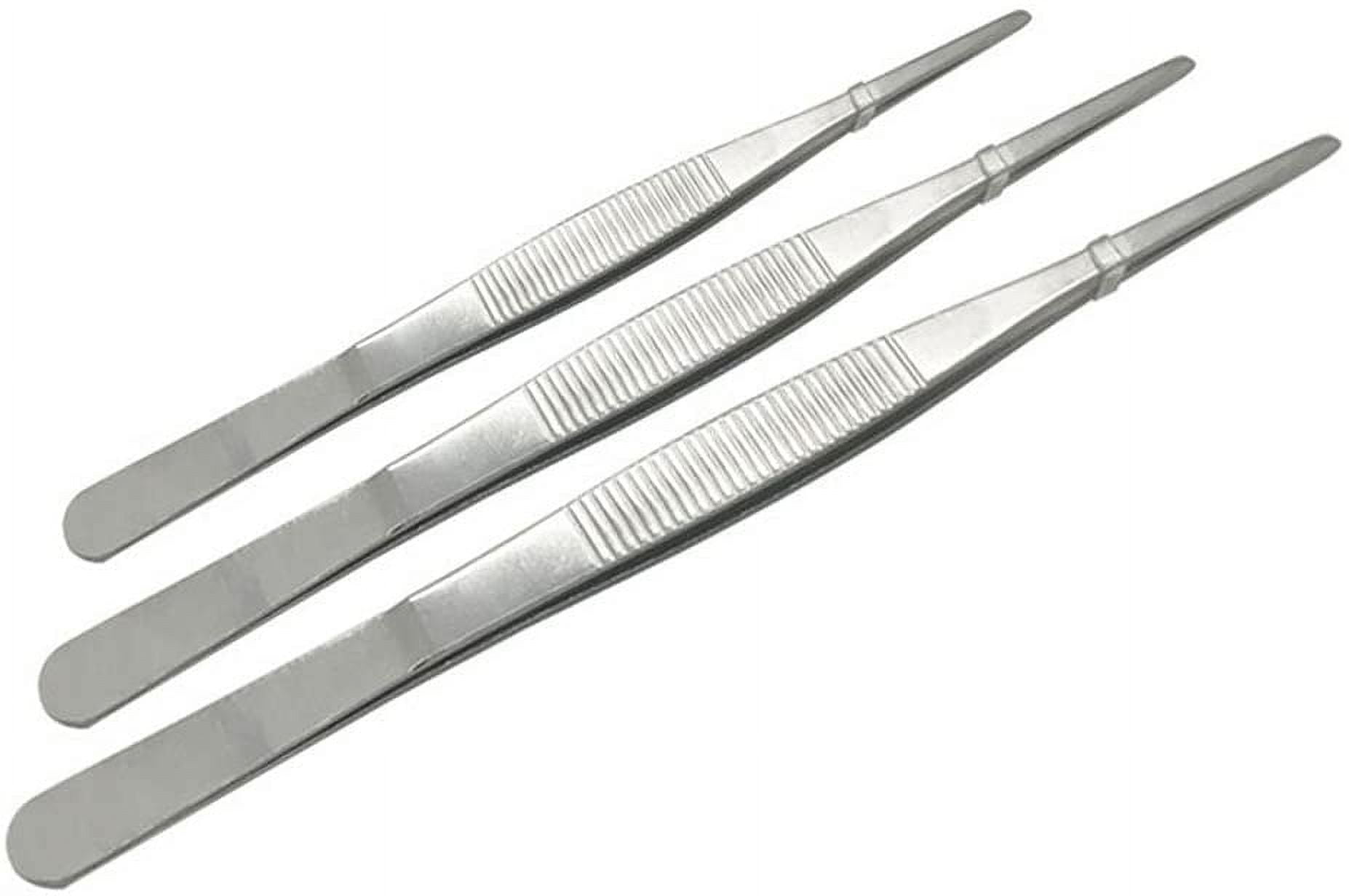 Adecco LLC Stainless Steel Tongs tweezer with precision serrated tips ...
