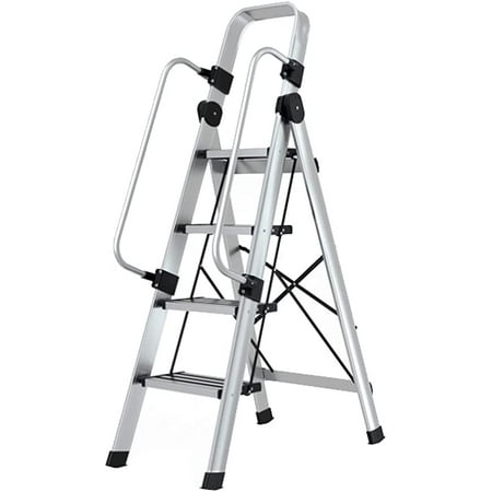 Step ladders Foldable 4 Step Ladder Folding Step Stool Ladder with Side ...